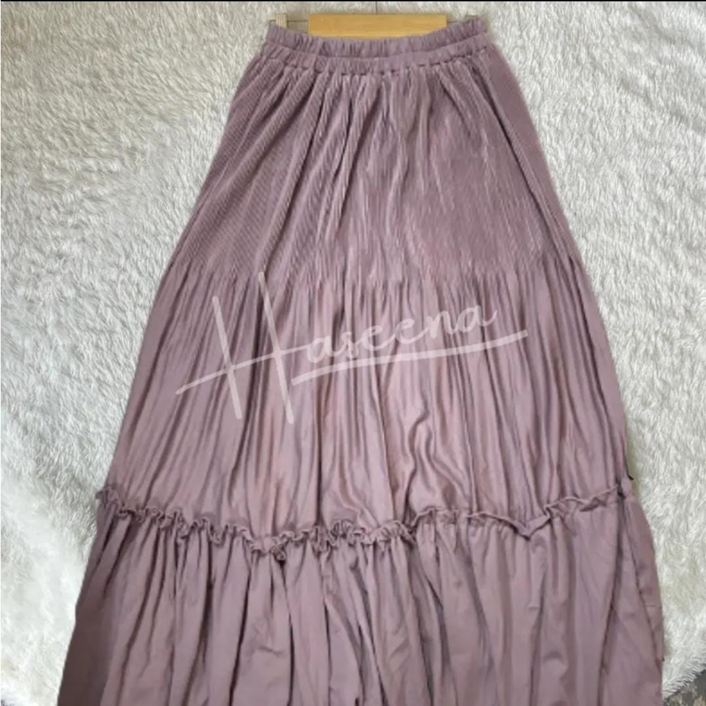 Jual Haseena Rok Plisket Susun Maiza Bahan Premium Skirt Wanita Ruffle ...