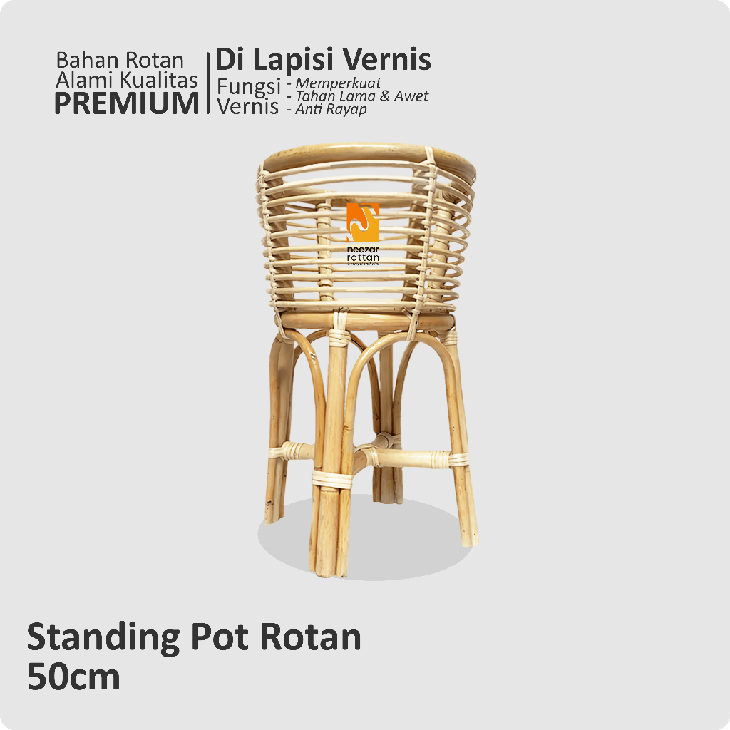 Jual Standing pot bunga rotan Alami 35cm,50cm, Wadah Vas bunga ...