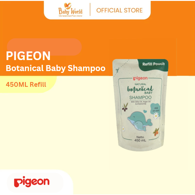 Jual PIGEON Botanical Baby Shampoo 450ML Refill Pouch | Shampoo Cair ...