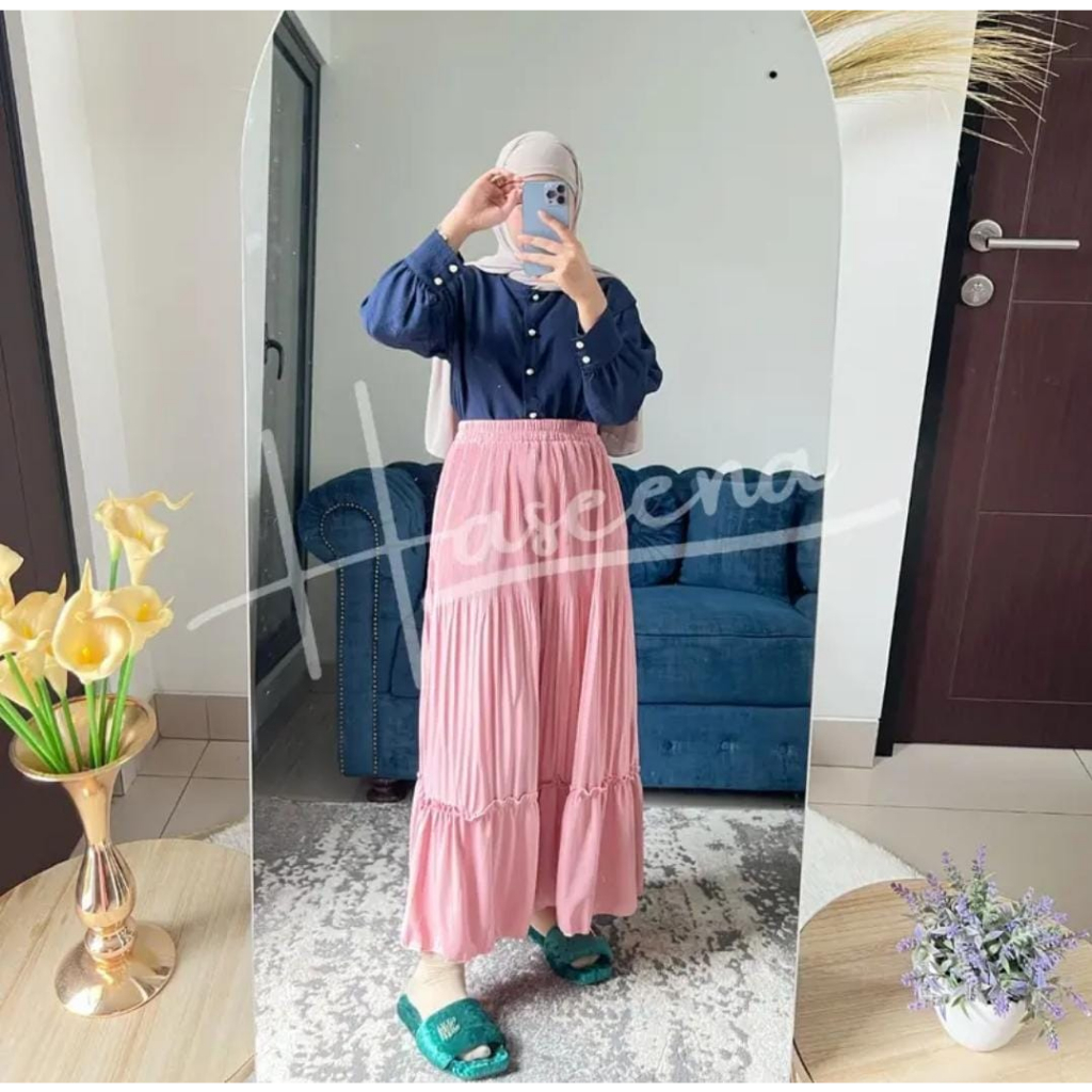 Jual Haseena Rok Plisket Susun Maiza Bahan Premium Skirt Wanita Ruffle ...