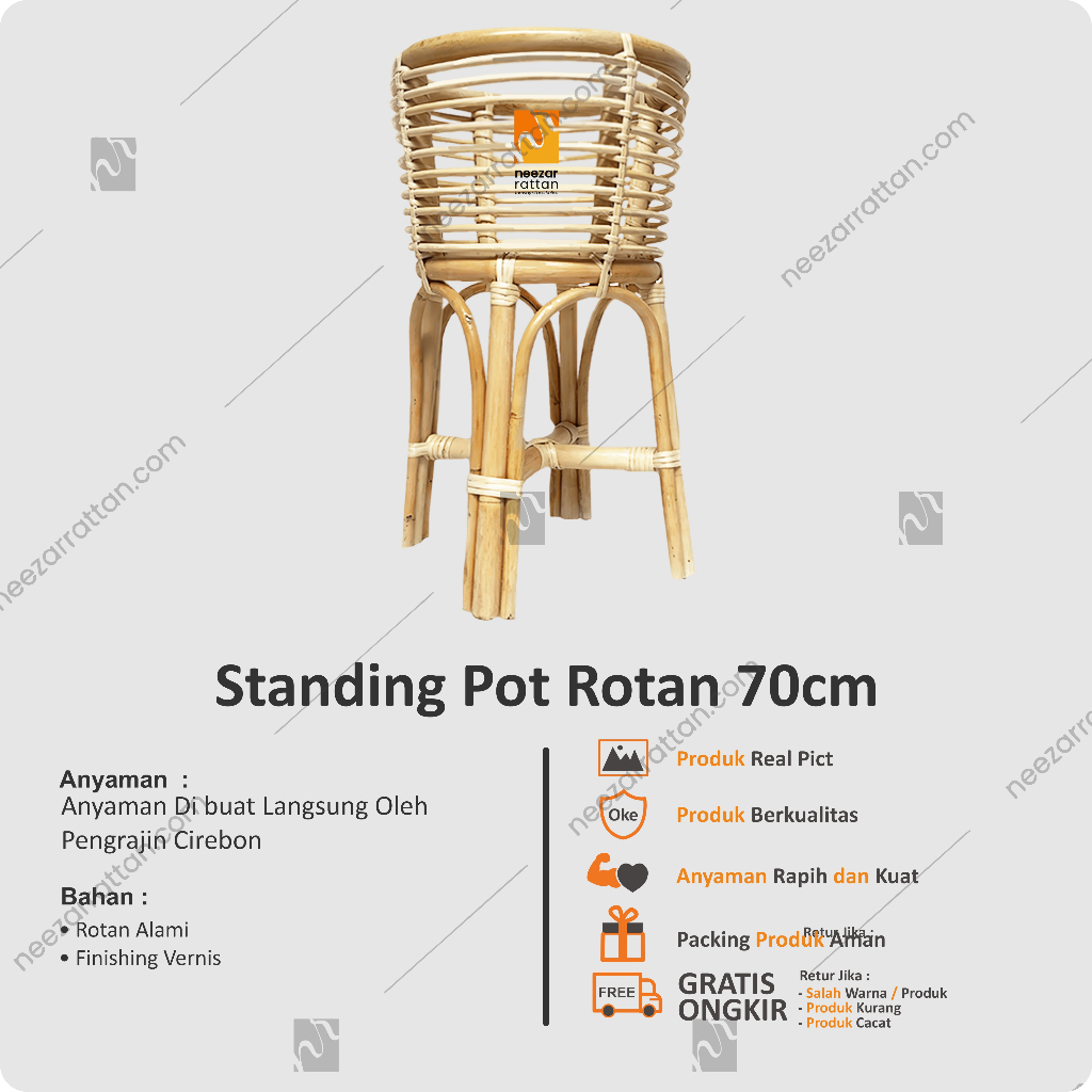 Jual Standing pot bunga rotan 35cm, Wadah tempat Vas bunga minimalis ...
