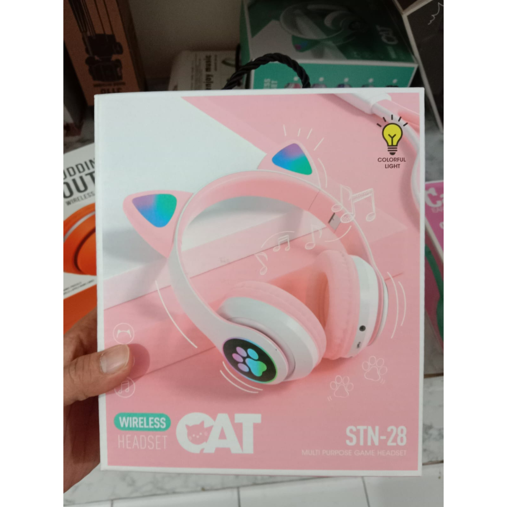 Jual Headset Gaming LED Telinga Kucing model STN-28 with microphone ...