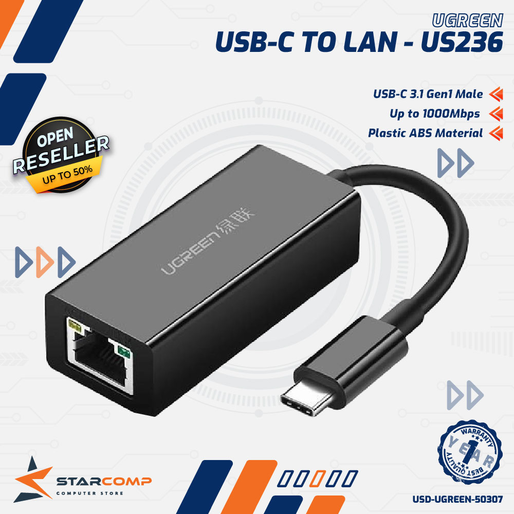 Jual UGREEN 50307 USB C 3.1 to LAN Gigabit 1Gbps Ethernet Adapter ABS ...