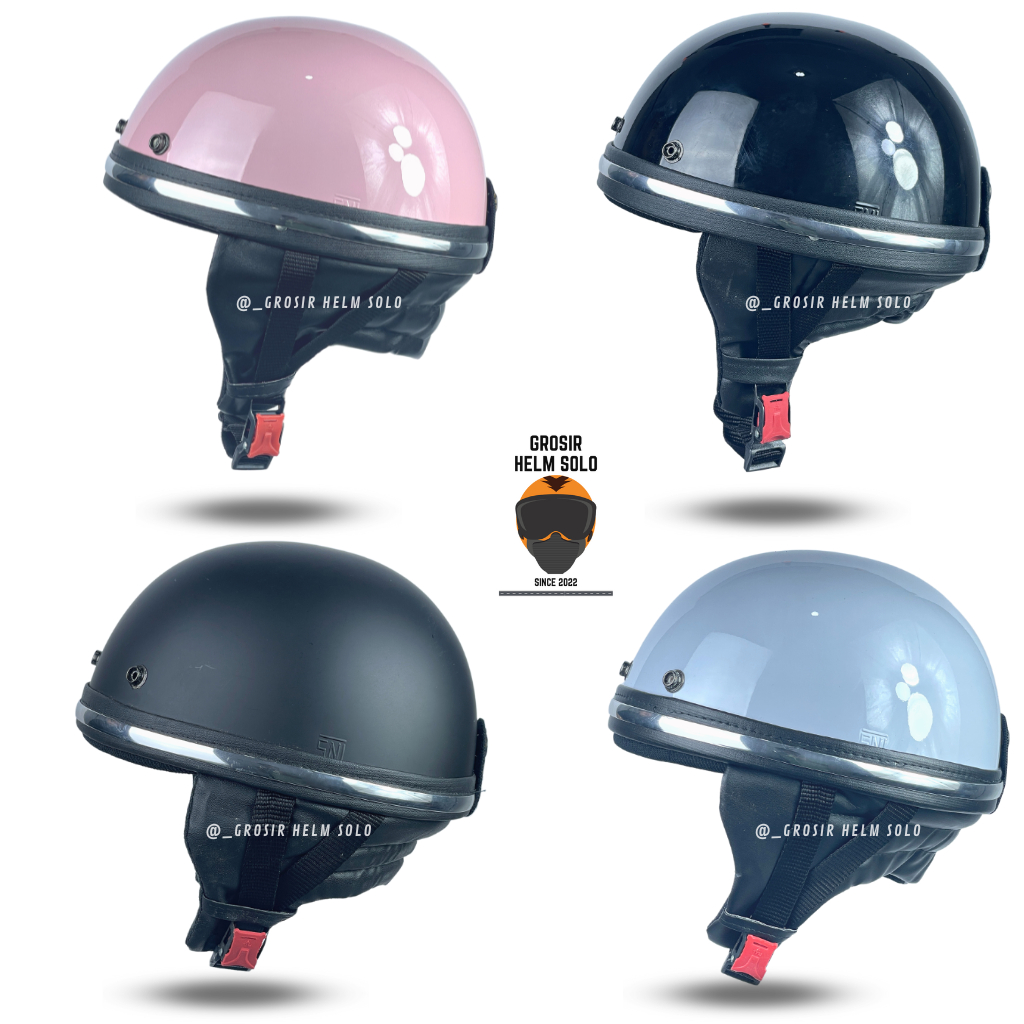 Jual HELM BOGO CHIPS RETRO DEWASA LIST CROM POLOS TANPA KACA TERBARU ...