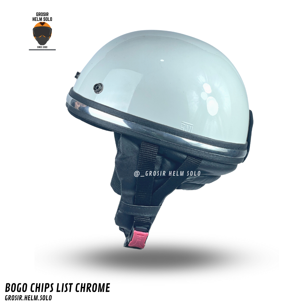 Jual HELM BOGO CHIPS RETRO DEWASA LIST CROM POLOS TANPA KACA TERBARU ...