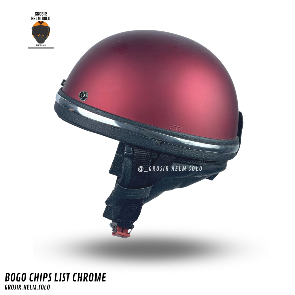 Jual HELM BOGO CHIPS RETRO DEWASA LIST CROM POLOS TANPA KACA TERBARU ...