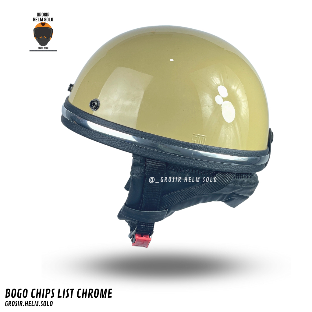 Jual HELM BOGO CHIPS RETRO DEWASA LIST CROM POLOS TANPA KACA TERBARU ...