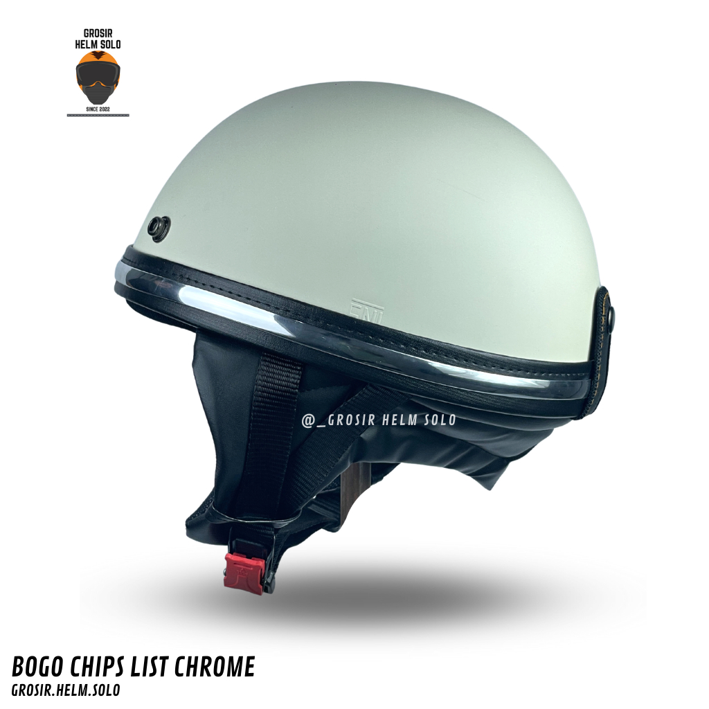Jual HELM BOGO CHIPS RETRO DEWASA LIST CROM POLOS TANPA KACA TERBARU ...