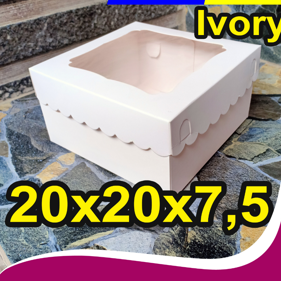 Jual Dus 20x20 tinggi 7 IVORY / 20x20 dus box / kotak 20x20 / dus kue ...