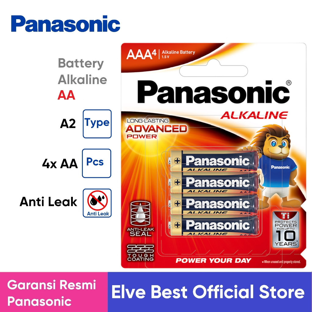Jual Panasonic Baterai AA Alkaline 4Pcs Battery Alkaline Size A2 4Pcs | Shopee Indonesia