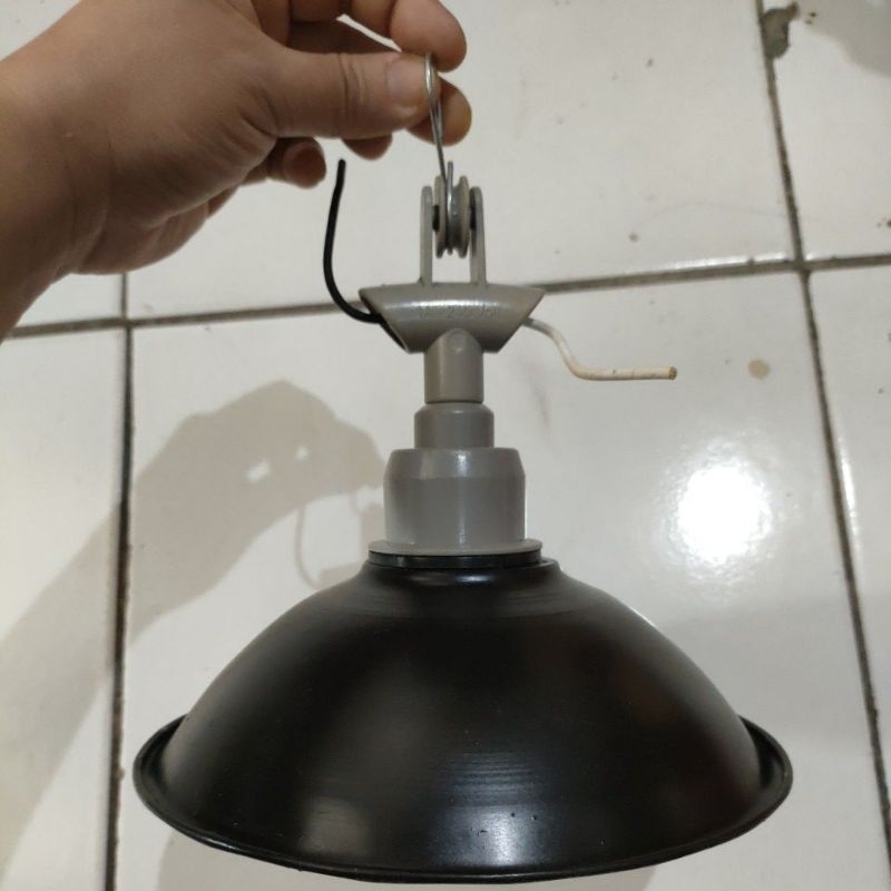 Jual 1SET Fitting lampu gantung kecil hitam kap Wd E27 + kap lampu 19cm ...