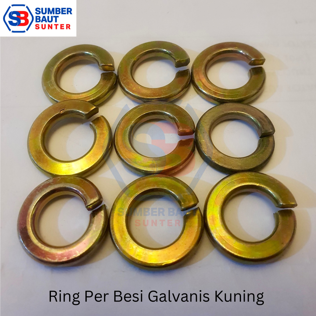 Jual M10 Ring Per Besi Putih / Kuning Galvanis 10mm Spring Washer ...