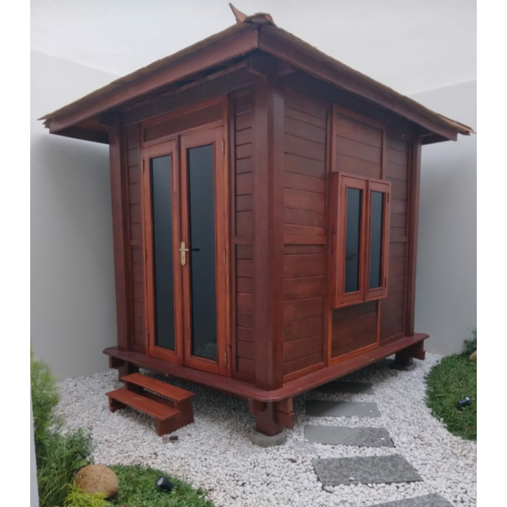 Jual Gazebo Model Dinding Kayu Kelapa Ukuran 2x2,5 Meter Atap Sirap ...
