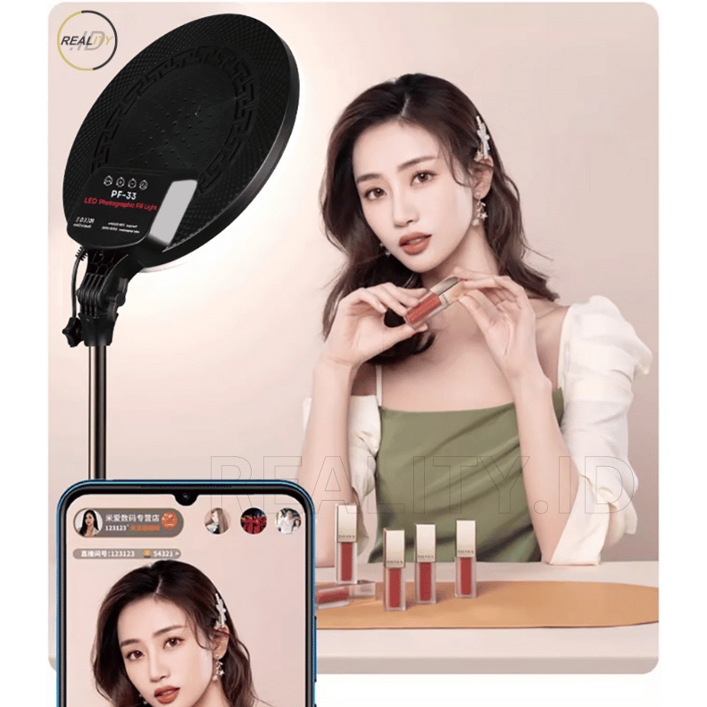 Jual LAMPU MUA FOTOGRAFI PF-33 TERANG LIGHTING MUA MAKEUP KONTEN KREATOR LIVE STREAMING DIMMABLE ...