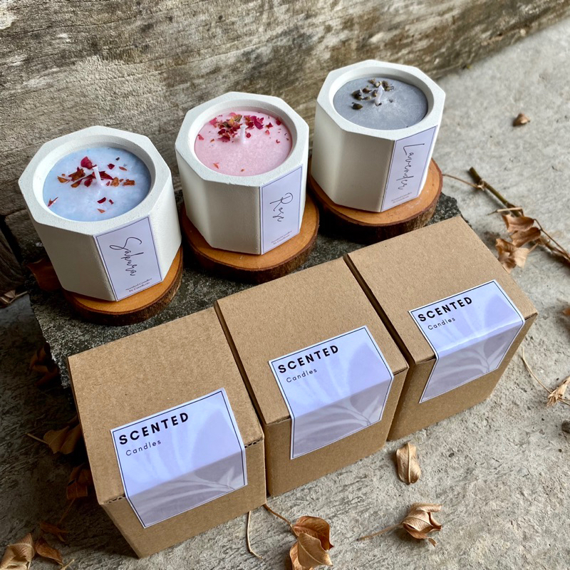 Jual LILIN AROMATERAPI POT PUTIH SCENTED CANDLE DRIED FLOWER GIFT BOX ...