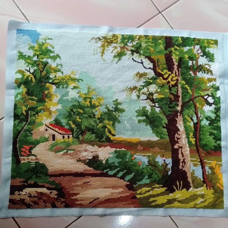 Jual Paket kristik sudah jadi/kristik pemandangan/kristik benang woll ...
