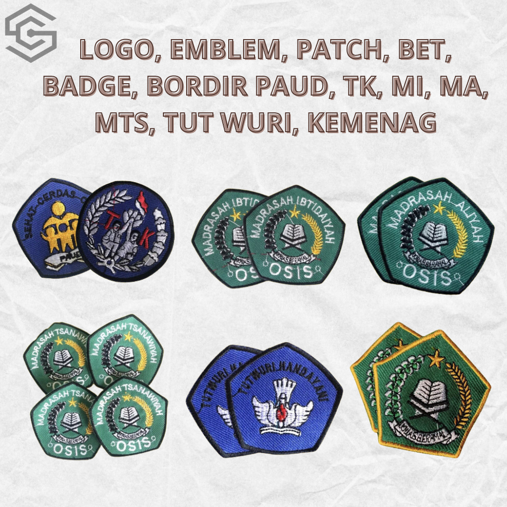 Jual Logo Patch Bet Bad Badge Bordir Paud, TK, MI, MA, MTS, Tut Wuri ...