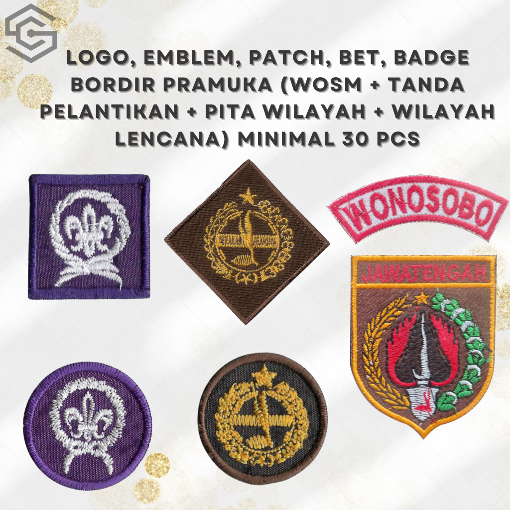 Jual Paket Bet Badge Patch Bordir Logo Pramuka Wosm, Tanda pelantikan ...