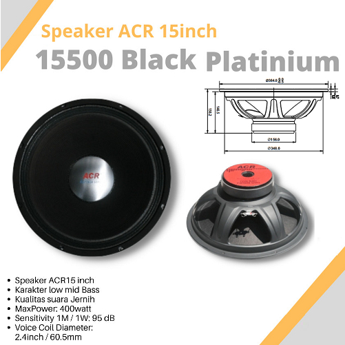 Jual Speaker ACR 15 Inch 15500 BLACK PLATINUM SERIES 400W 8R 15" Full ...