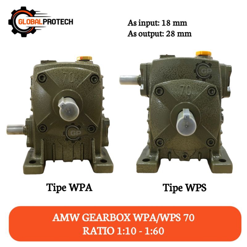 Jual Gearbox WPA 70 / WPS 70 AMW Ratio 1:10-1:60 Lengkap Termurah Worm ...