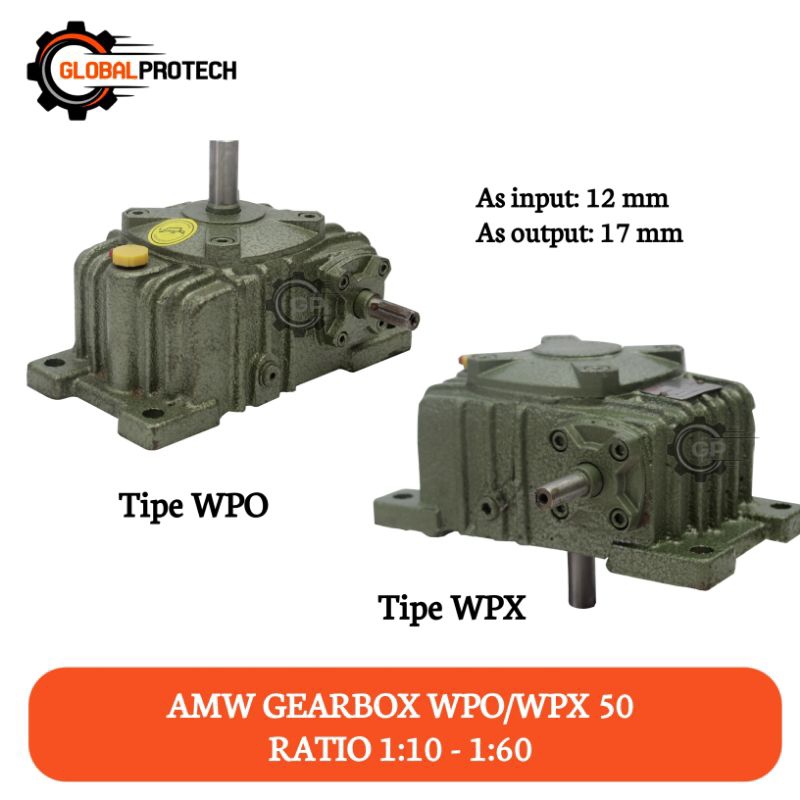 Jual Gearbox WPO 50 / WPX 50 AMW Rasio 1:10-1:60 Lengkap Worm Gear ...