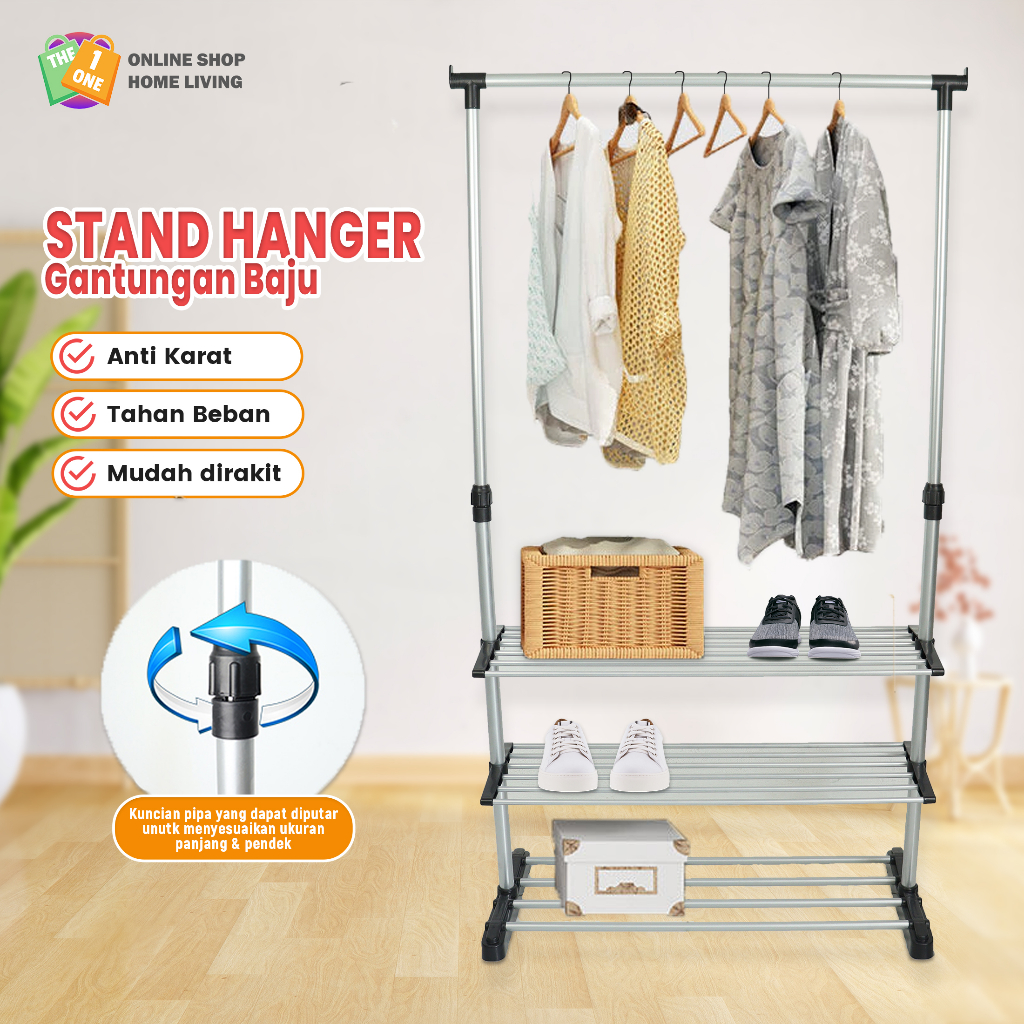 Jual Stand Hanger Rak Gantungan Berdiri Rak Gantung Baju Serbaguna ...