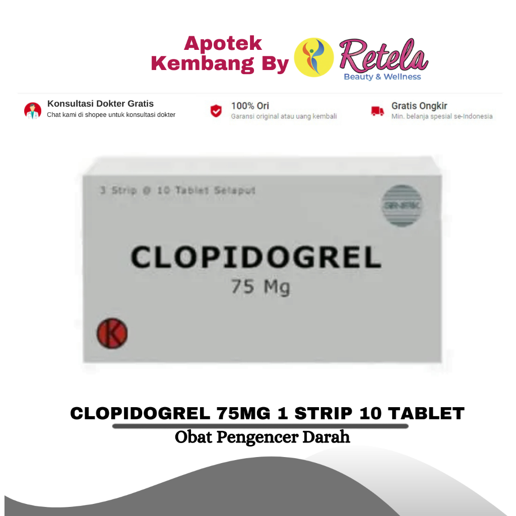 Jual CLOPIDOGREL 75MG 1 STRIP 10 TABLET | Shopee Indonesia