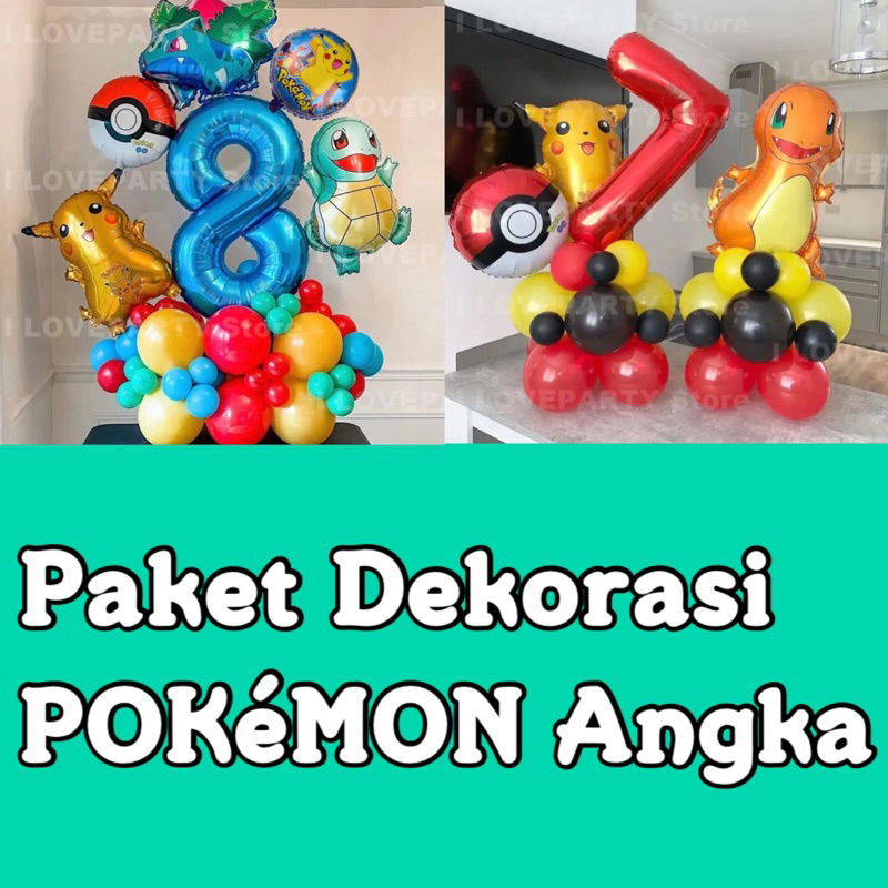 Jual Paket Balon Pokemon Angka Dekorasi Stand | Shopee Indonesia