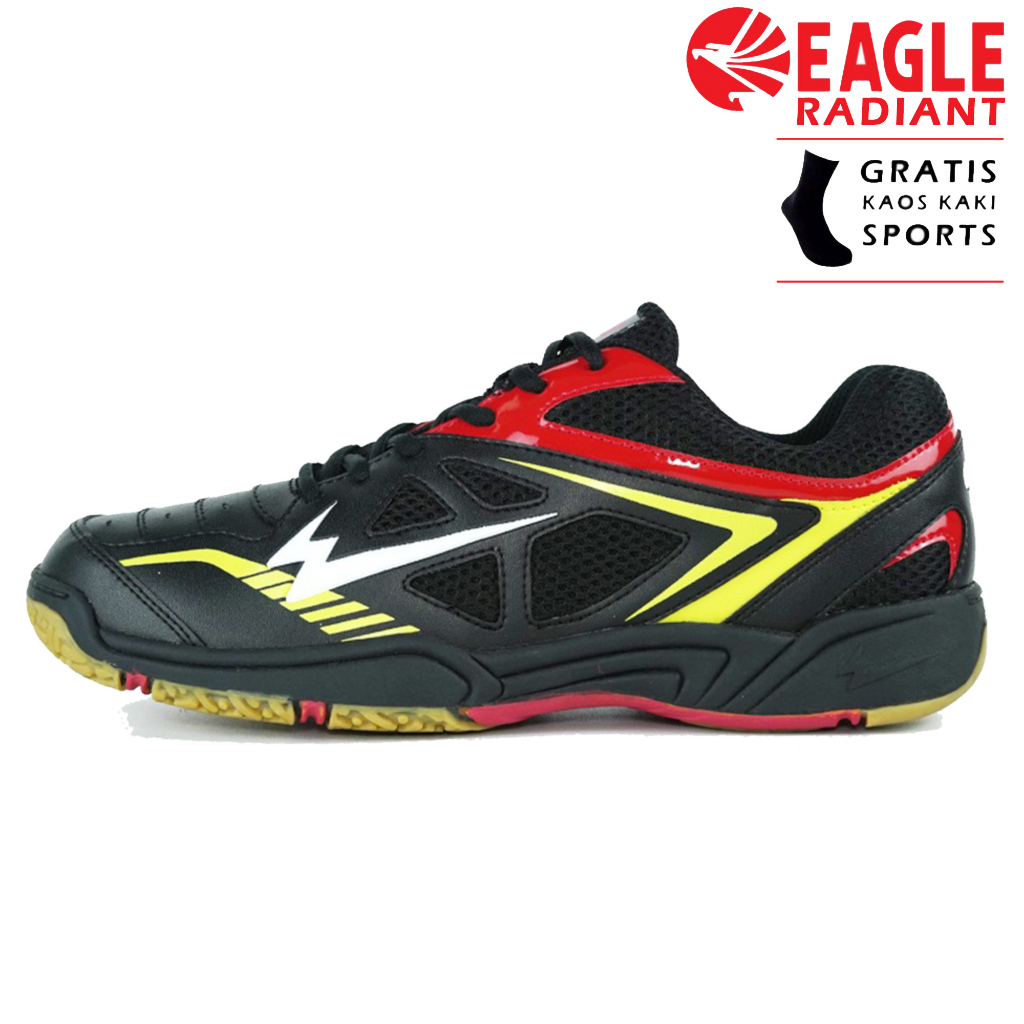 Jual Sepatu Badminton Eagle Radiant Warna Hitam Kuning - Sepatu Bulu Tangkis Eagle Original ...