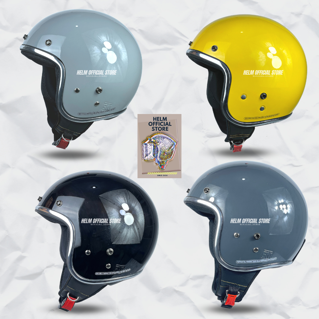 Jual HELM BOGO DEWASA LIST CHROME CROM RETRO WARNA TERBARU SOLID SNI ...