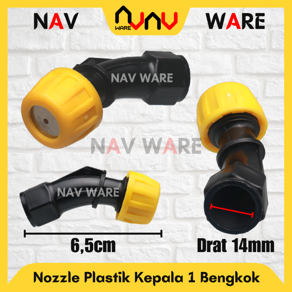 Jual Nozzle Plastik Bengkok Kepala 1 Lubang Drat Dalam M14 14mm / Mata ...