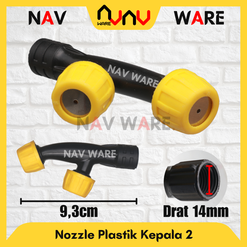 Jual Nozzle Plastik Bengkok Kepala 2 Lubang Drat Dalam M14 14mm / Mata ...