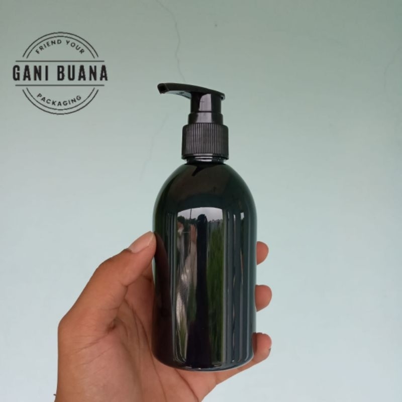 Jual BOTOL PUMP 250ML FULL HITAM MODEL OVAL/BOTOL SABUN 250ML HITAM ...