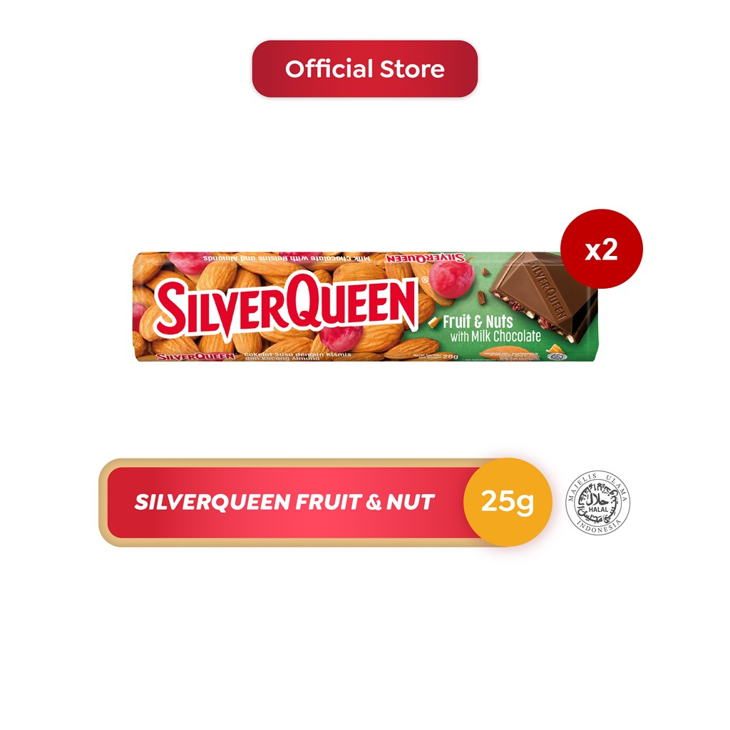 Jual Silver Queen Cokelat Fruit And Nuts 25 gr x 2 | Shopee Indonesia