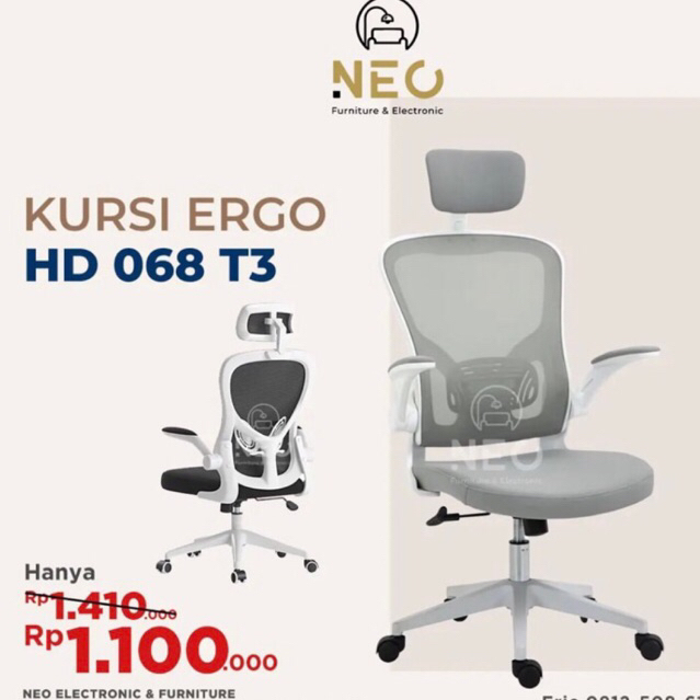 Jual NEO - KURSI ERGO HD 068 T3 KURSI GAMMING GREY AESTHETIC MINIMALIS ...