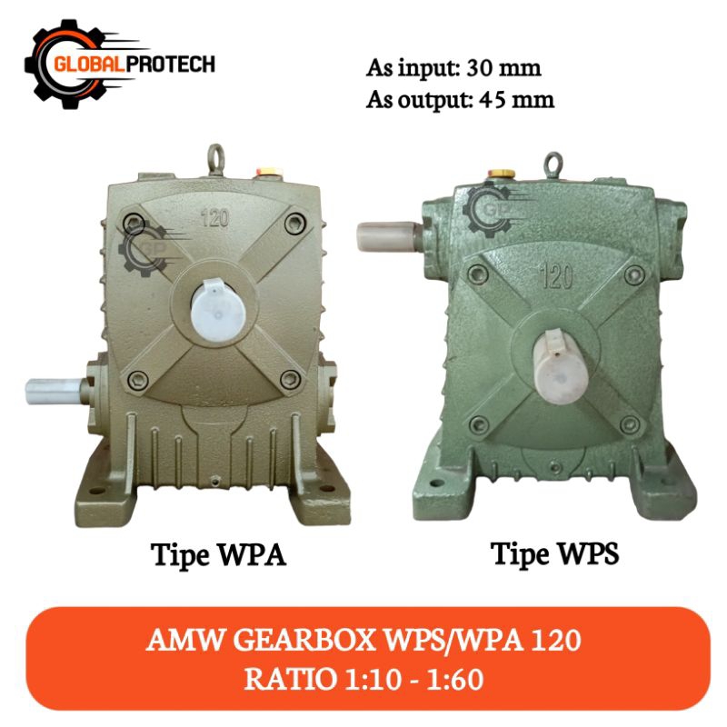 Jual Gearbox WPA 120 / WPS 120 AMW Rasio 1:10-1:60 Lengkap Worm Gear ...