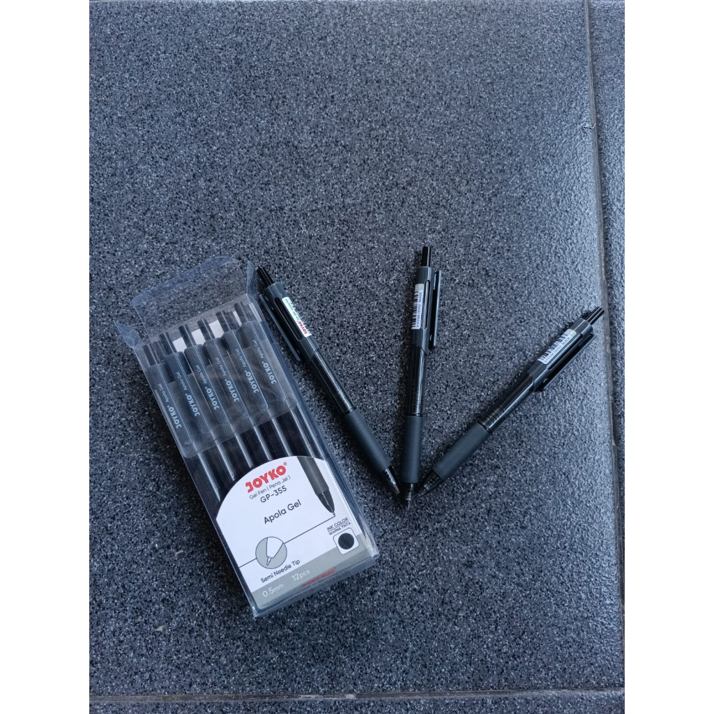 Jual PULPEN PER 0.5 MM APOLA GEL HITAM MEREK JOYKO GP 355 1 PAK ISI 12 ...