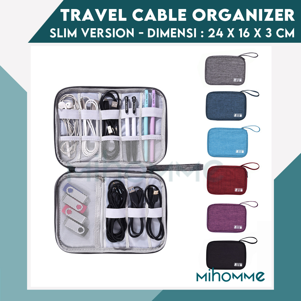 Jual Travel Pouch Cable Gadget Organizer Bag Tas Penyimpanan Kabel Slim ...