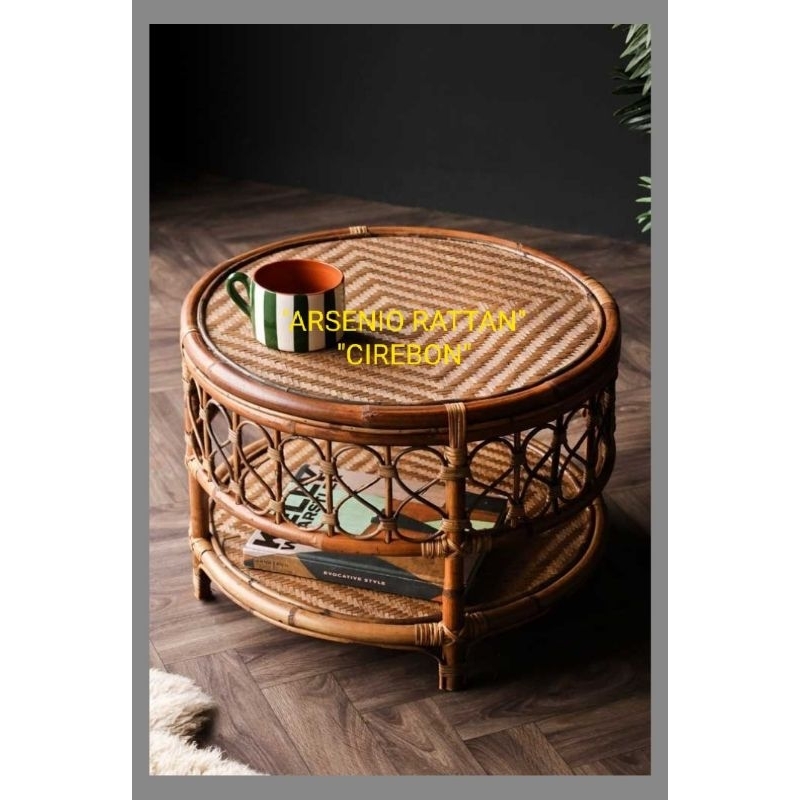 Jual Meja Rotan Alam Anyaman Bulat Size 100 Cm | Shopee Indonesia