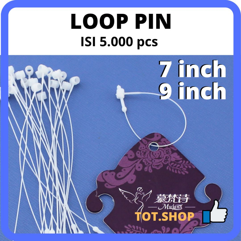 Jual 1 Dos isi 5000pcs LOOP PIN / HANG TAG PLASTIK LOCK STRING PIN (uk ...