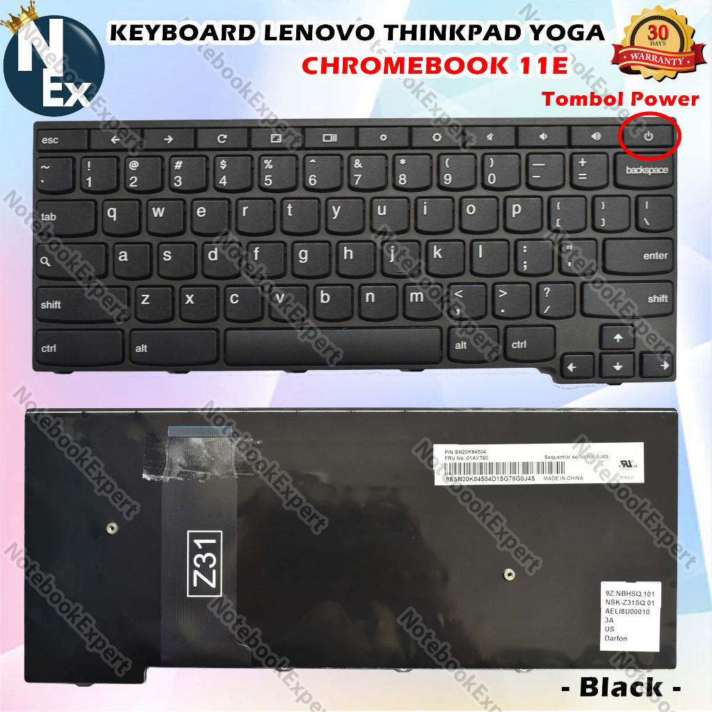Jual KEYBOARD For THINKPAD YOGA CHROMEBOOK 11E TOMBOL POWER | Shopee ...