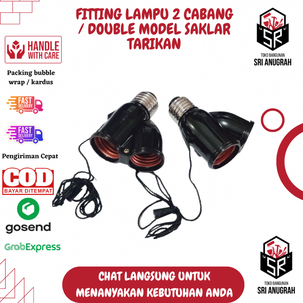 Jual CAHAYA Fitting Lampu 2 Cabang Model Tarik | Shopee Indonesia