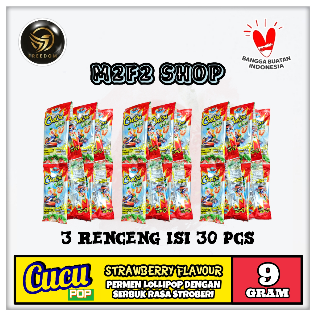 Jual Cucu Pop Permen Lollipops Dengan Serbuk Rasa Stroberi - 9 gr ...