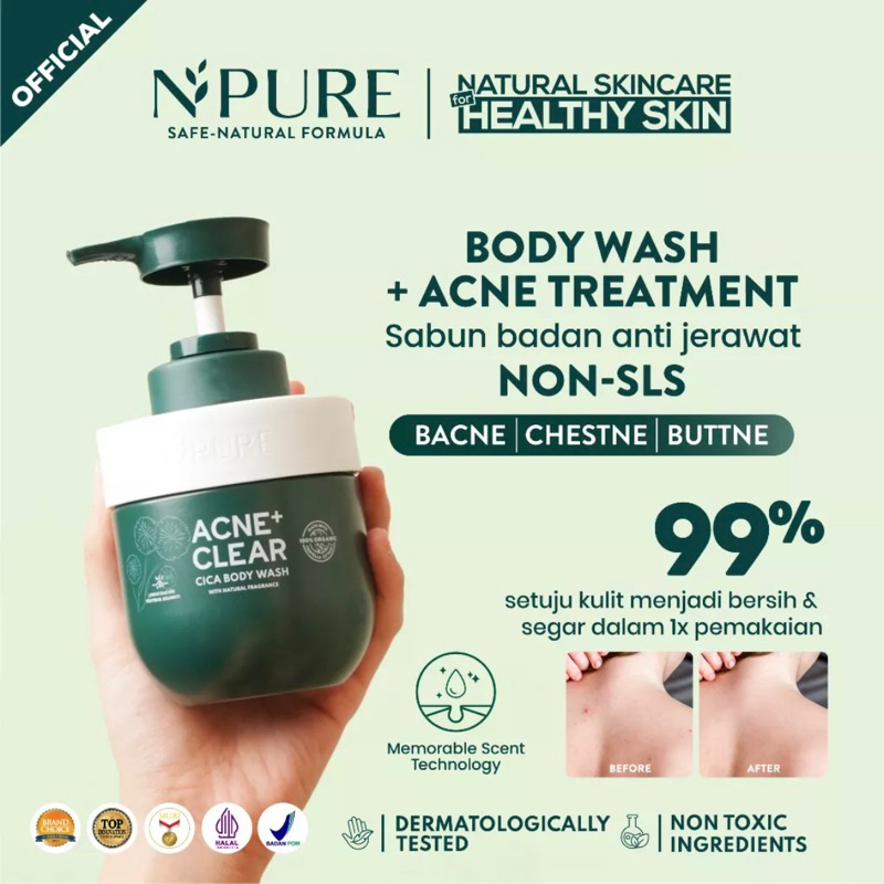 Jual N’Pure Cica Acne Clear Body Wash Sabun Badan NPure | Shopee Indonesia