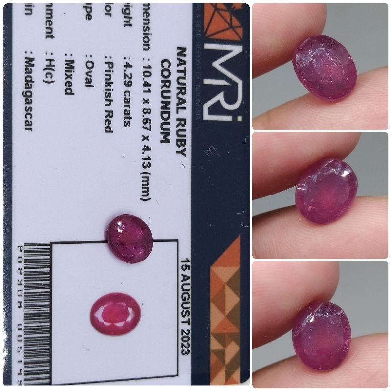 Jual Natural Red Ruby Madagaskar 4,2ct memo MRI cutting Oval | Shopee ...