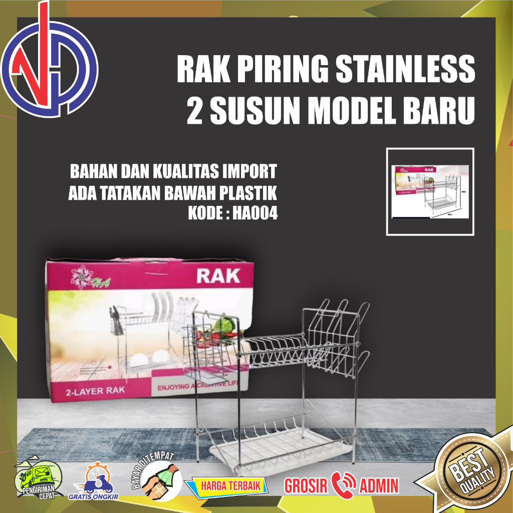 Jual RAK PIRING 2 SUSUN STAINLESS RAK PIRING 2 TINGKAT RAK PIRING ...