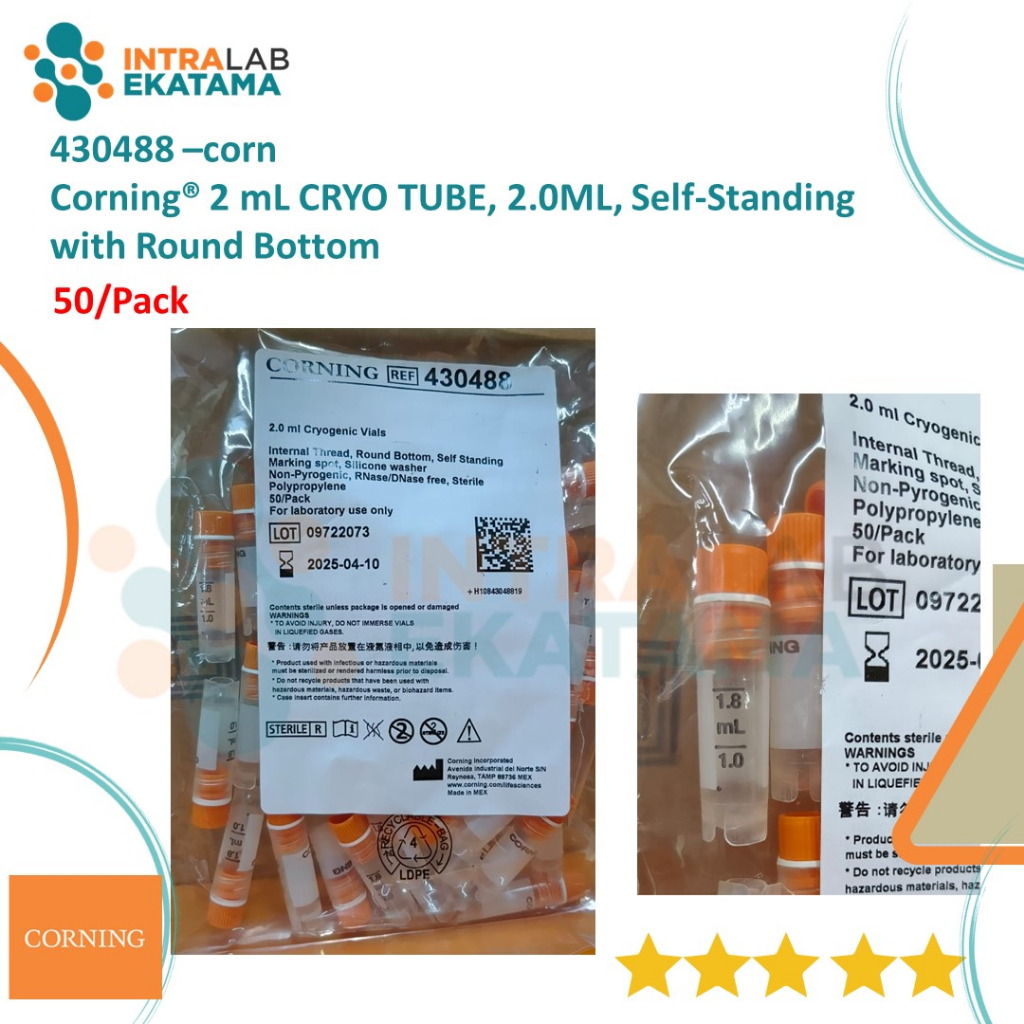 Jual 430488 - Corning® 2 mL CRYO TUBE, 2.0ML, Self-Standing with Round ...