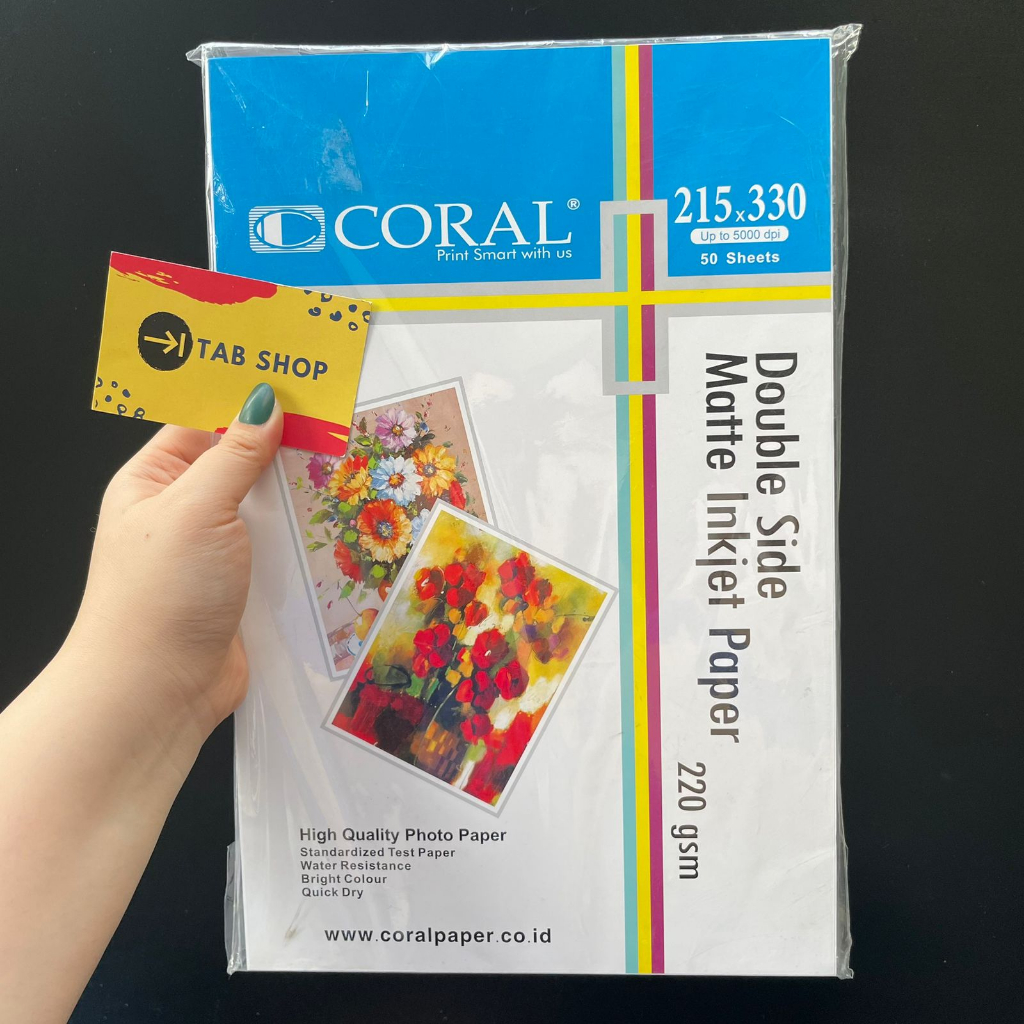 Jual TAB SHOP - CORAL DOUBLE SIDE MATTE INKJET PAPER F4 220 GSM 50 ...