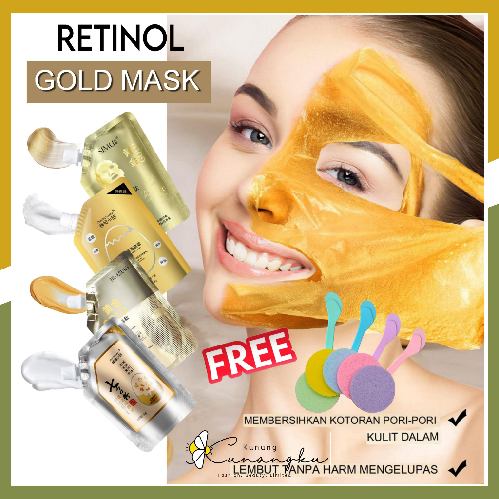 Jual ⭐Kunang⭐Masker Wajah Peel Off Gold Masker Ragi Cangkang Telur Egg ...