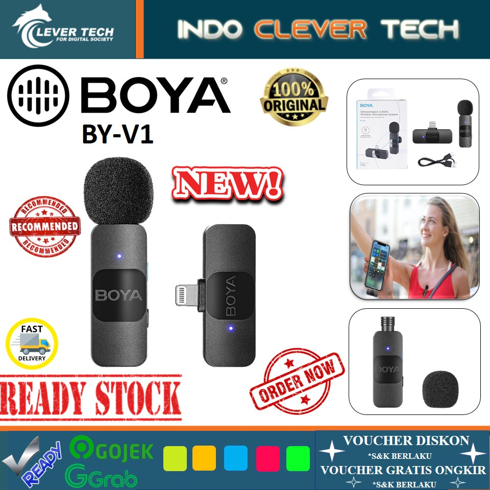 Jual Boya BY-V1/V2 Ultra-Compact 2.4Ghz Wireless Microphone for iOS ...